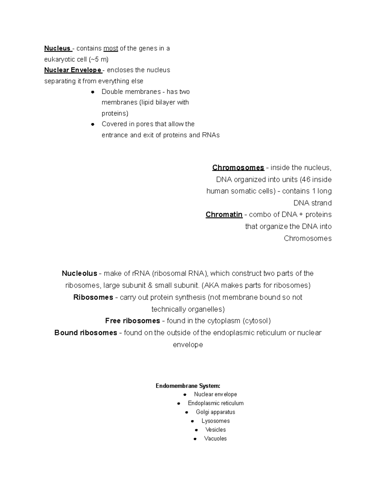 Biology 101: Eukaryotic Cell Structure and Function Overview - Studocu