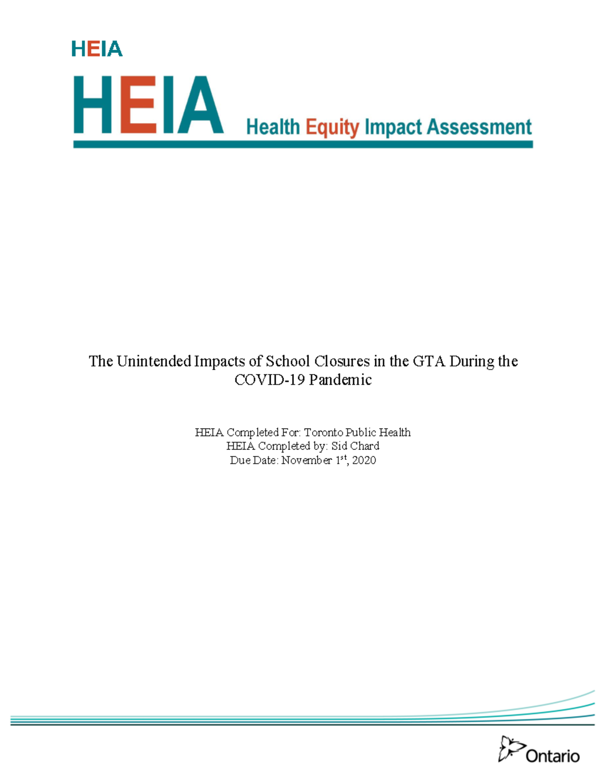 HEIA - Impacts of COVID-19 School Closures on Toronto Youth Health ...