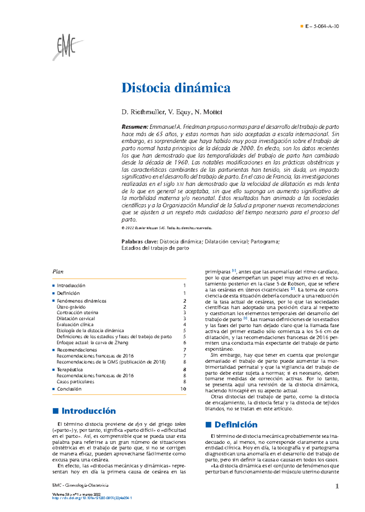 Lectura sem 5 Distocia dinámica - ####### E – 5-064-A- Distocia ...