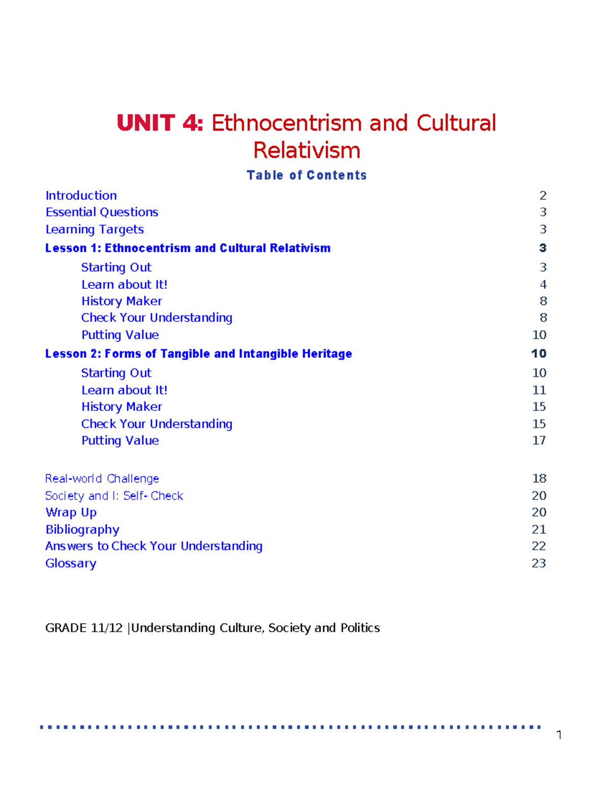 UCSP Unit 4: Understanding Ethnocentrism & Cultural Relativism - Studocu