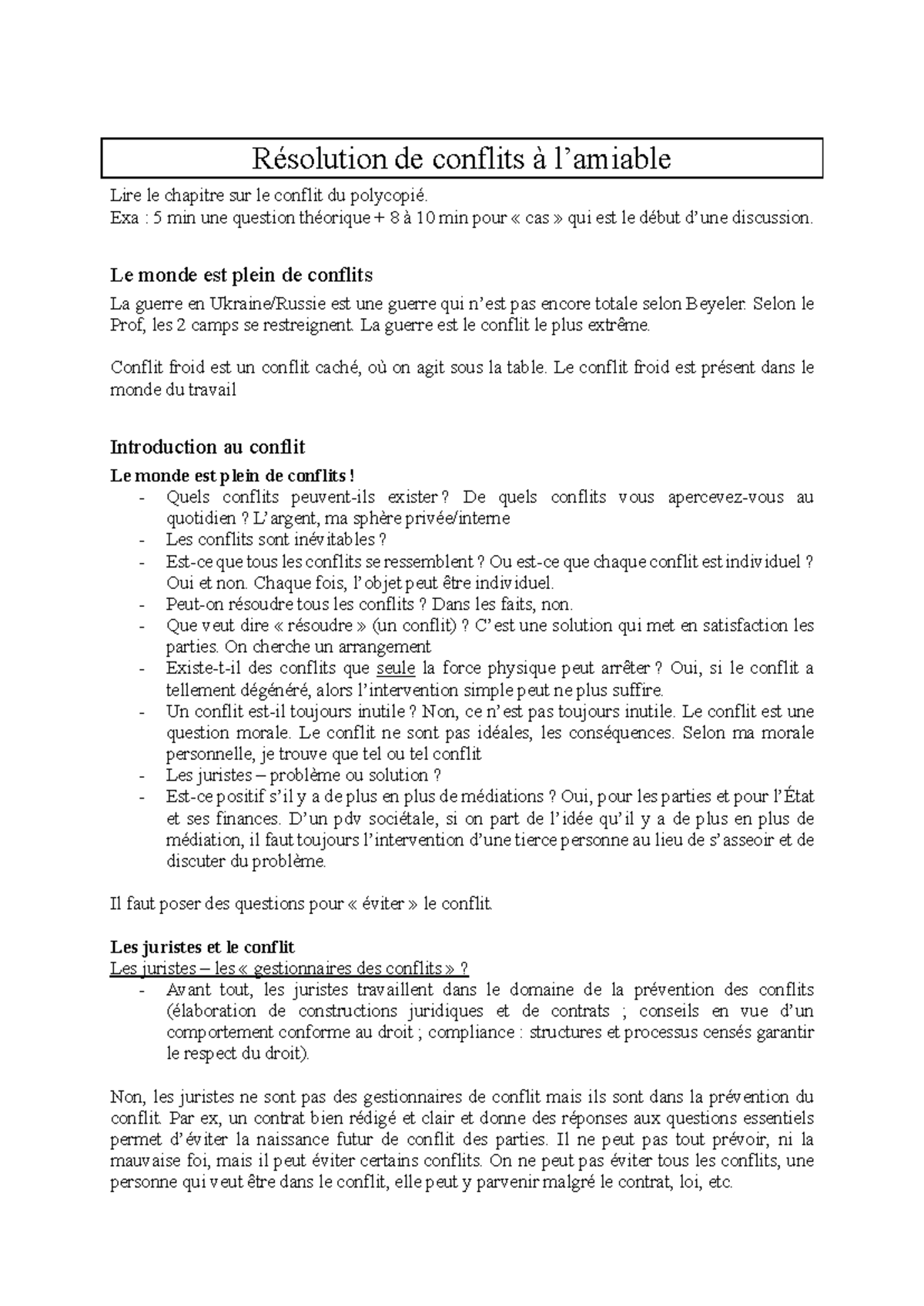 Résolution des Conflits à l'Amiable : Concepts et Approches (Cours ...