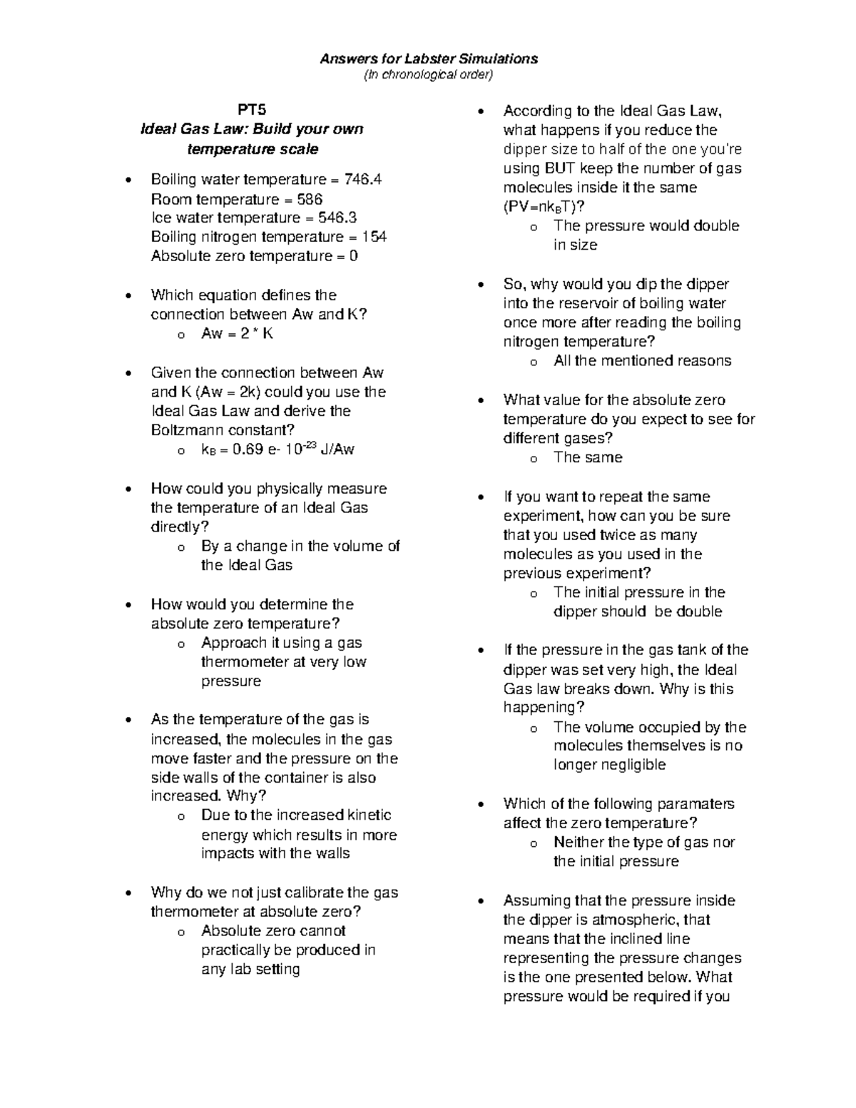 LABSTER ANSWERS: Ideal Gas Law & Organic Chemistry Overview - Studocu