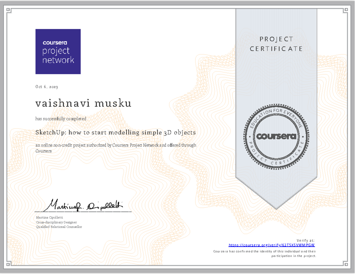 Project Certificate: 3D Modeling with SketchUp - Coursera 63 - Studocu