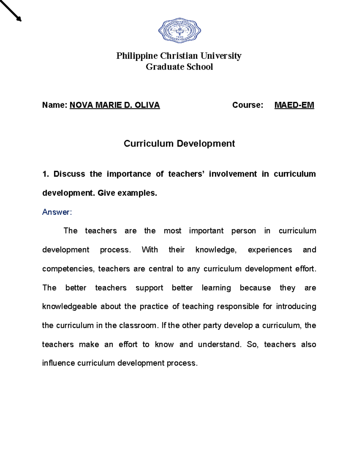 MAED-EM Curriculum Development & Modern Educational Trends Notes - Studocu