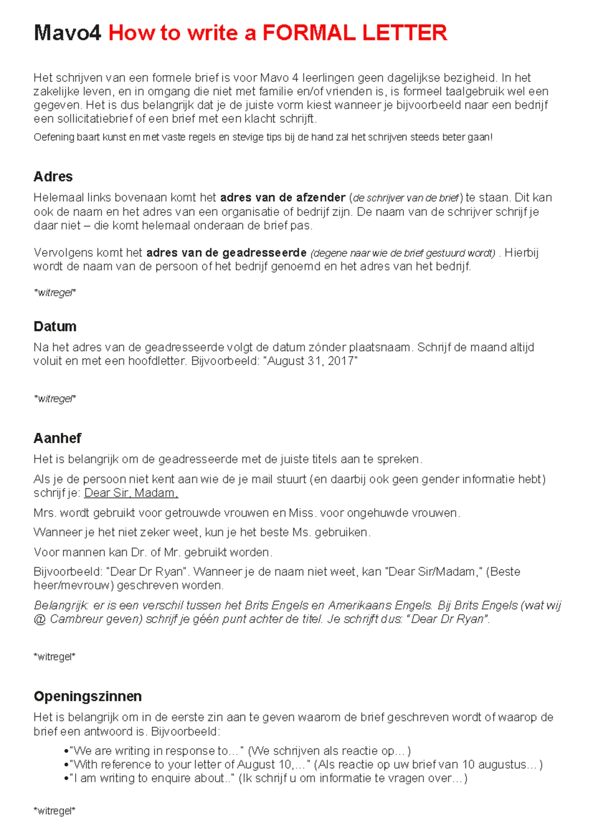 Schrijfexamentips - E-mail/Brief en Creatief Schrijven Tips - Studeersnel