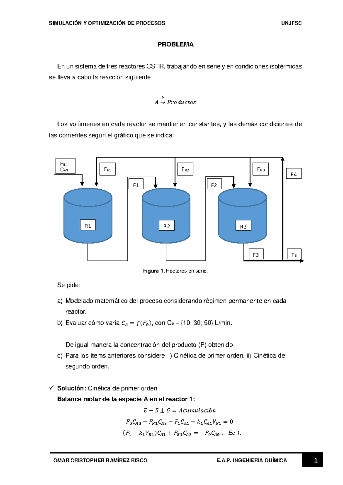 265537767 Análisis y Simulación de Reactores CSTR en Serie - Studocu