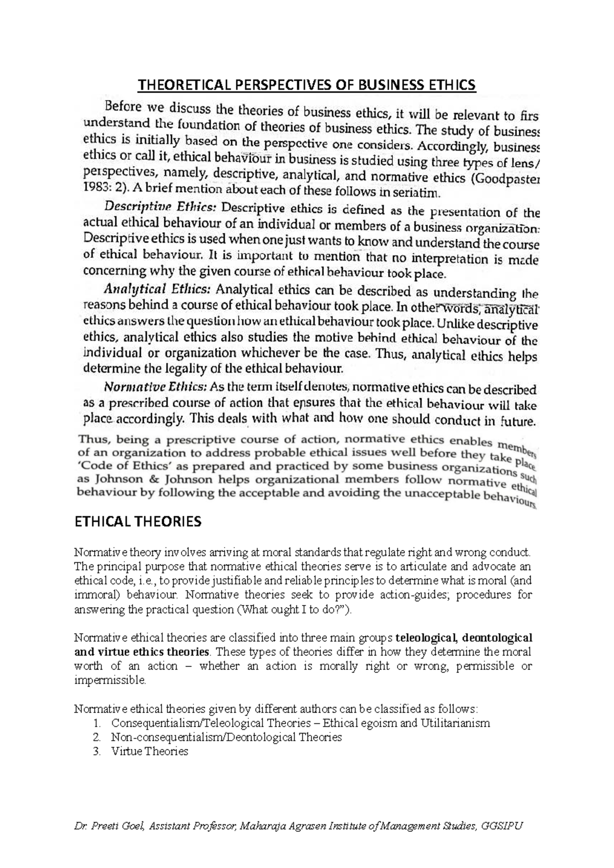 3. Theoretical Perspectives of Business Ethics: Normative Theories ...