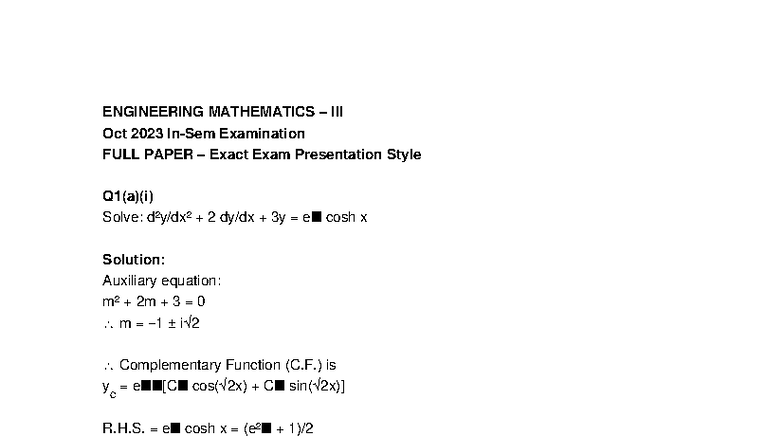 EM3 Oct 2023 Engineering Mathematics Final Exam Full Paper - Studocu