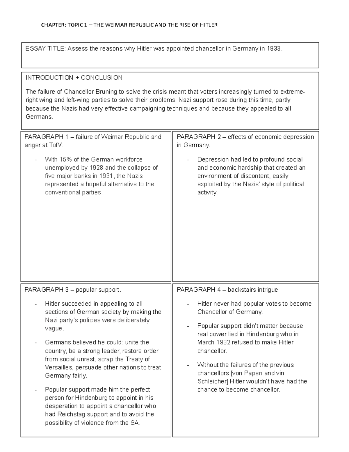 (B) Reasons for Hitler's Appointment as Chancellor in 1933 - Studocu
