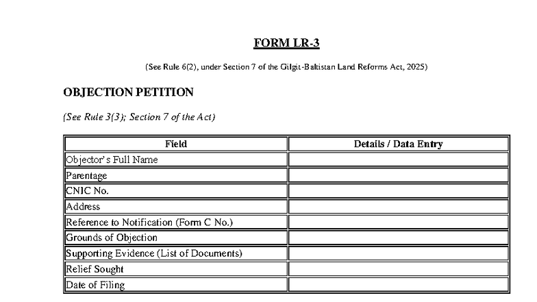 LR 3 - land revenue law - Land Law - FORM LR- (See Rule 6(2), under ...