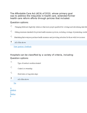 Chapter 7 Quiz - HCM 340 Module 3 Quiz - 1 HCM - 340 Healthcare ...