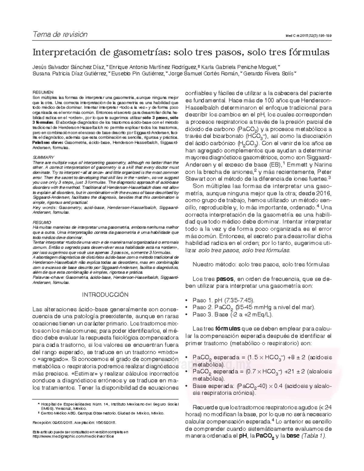 Gasometría: Interpretación en 3 Pasos y 3 Fórmulas - Med Crit - Studocu