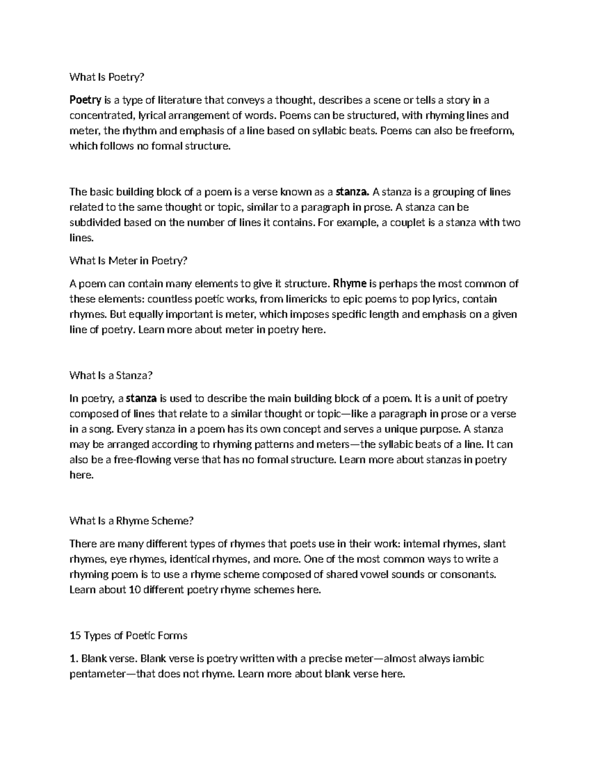 ENG101: Understanding Poetry - Forms, Structure, and Elements - Studocu