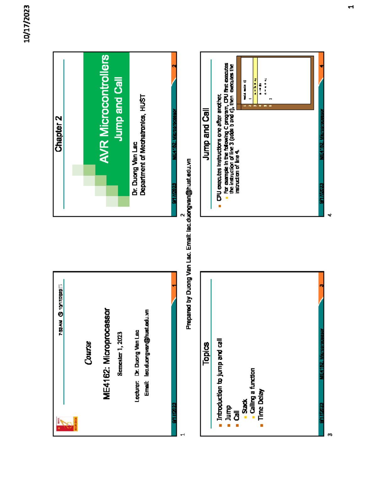 ME4162: Microprocessor Lecture 06 - Jump, Call, and Time Delay Loop ...