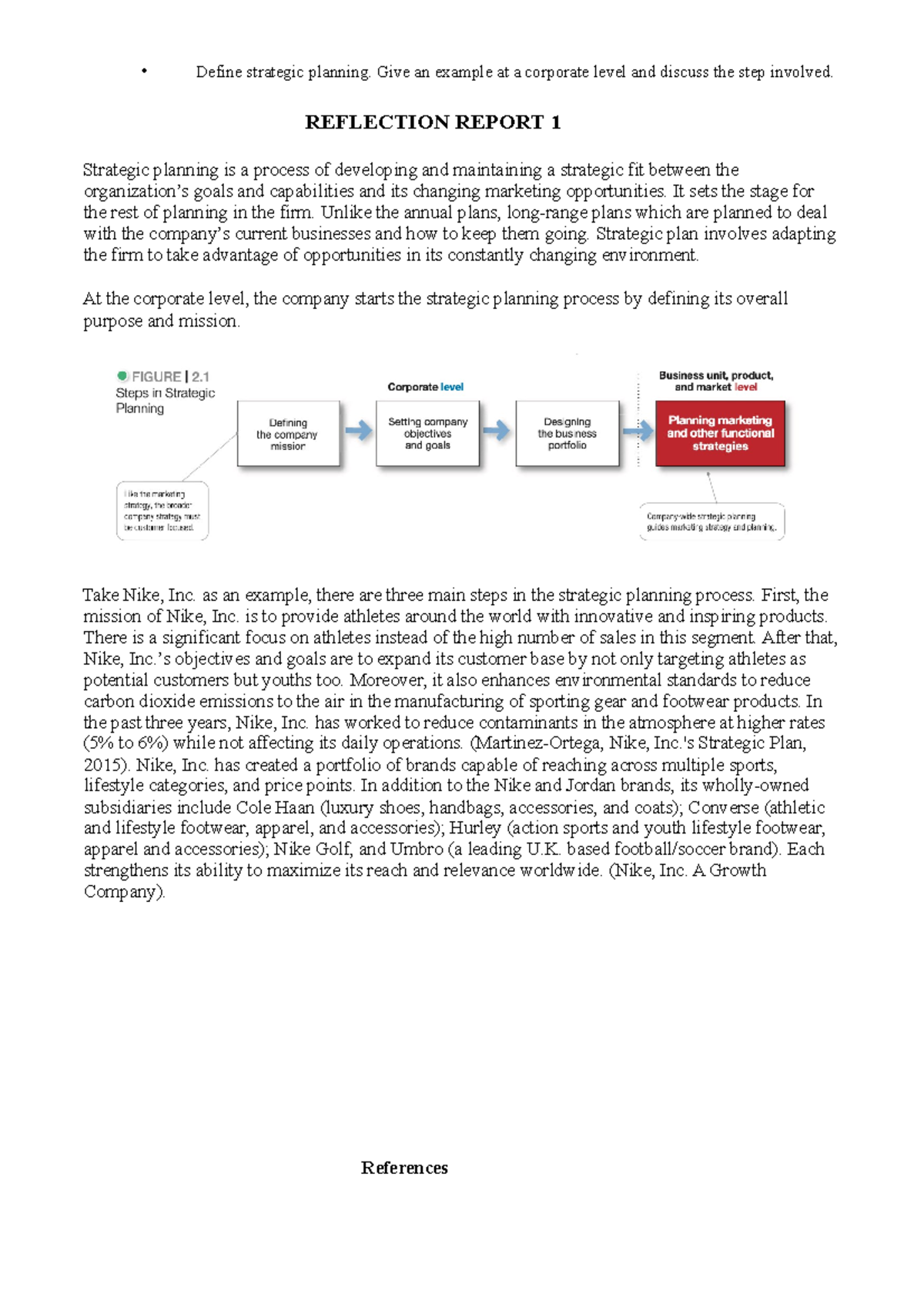 Reflection Report 1: Strategic Planning at Nike, Inc. Explained - Studocu