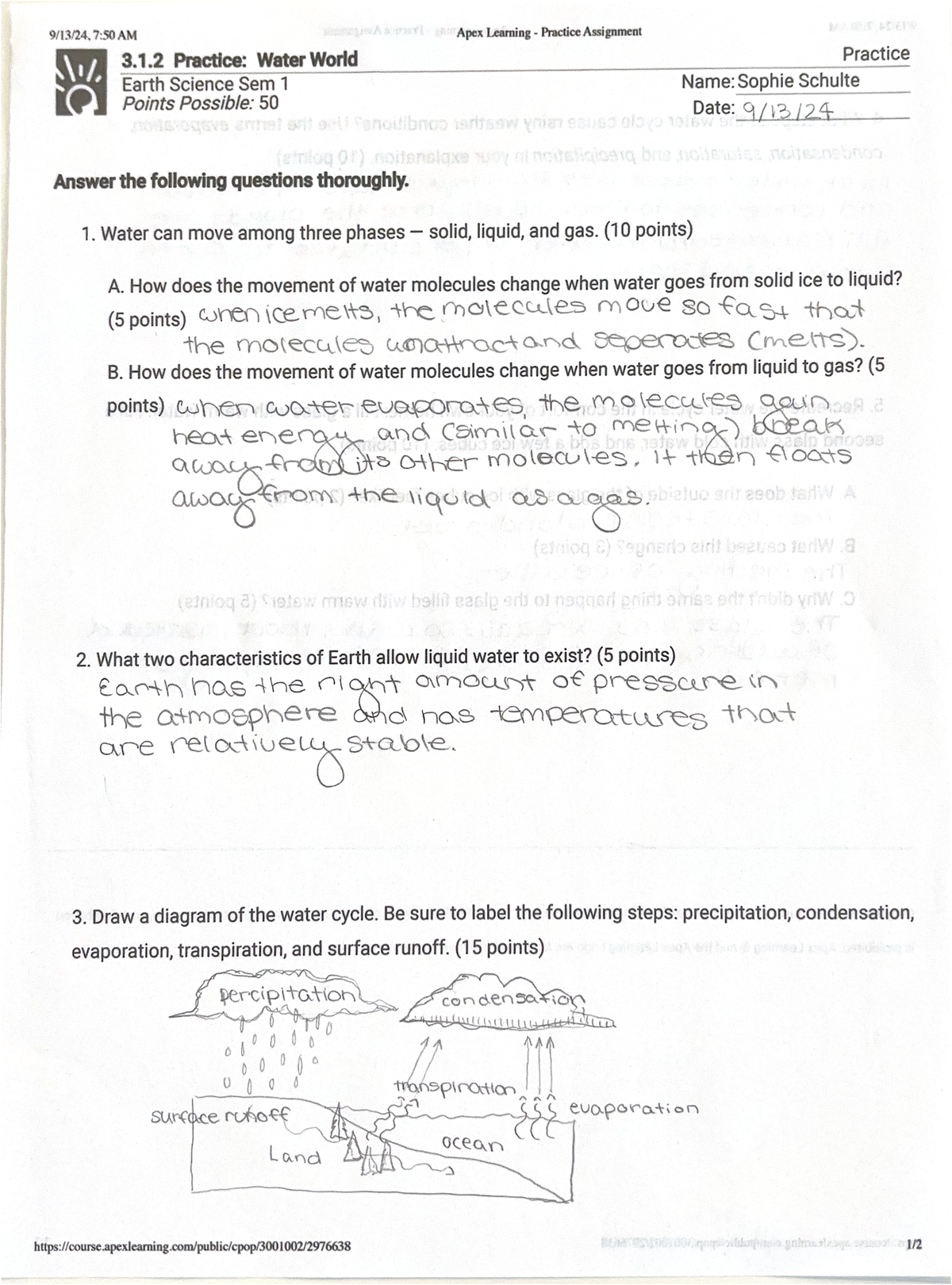 Water World Practice Assignment 3.1 - Earth Science Sem 1 - Studocu