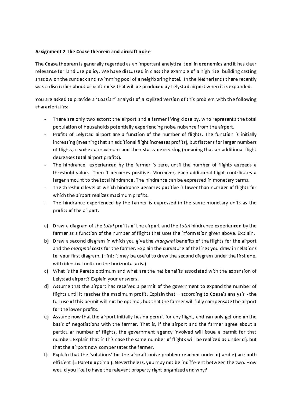 Assignment 2: Coasian Analysis of Aircraft Noise Issues in Economics ...