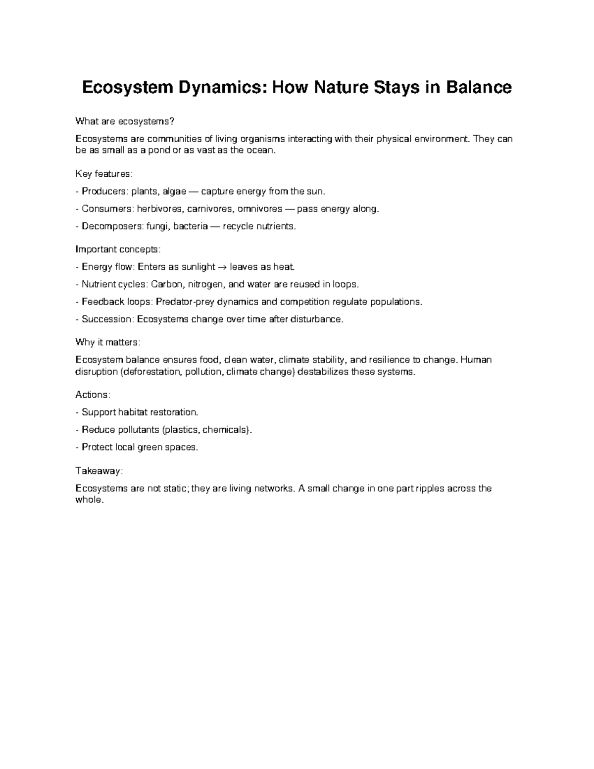 Ecosystem Dynamics: Understanding Balance in Nature and Climate Impact ...