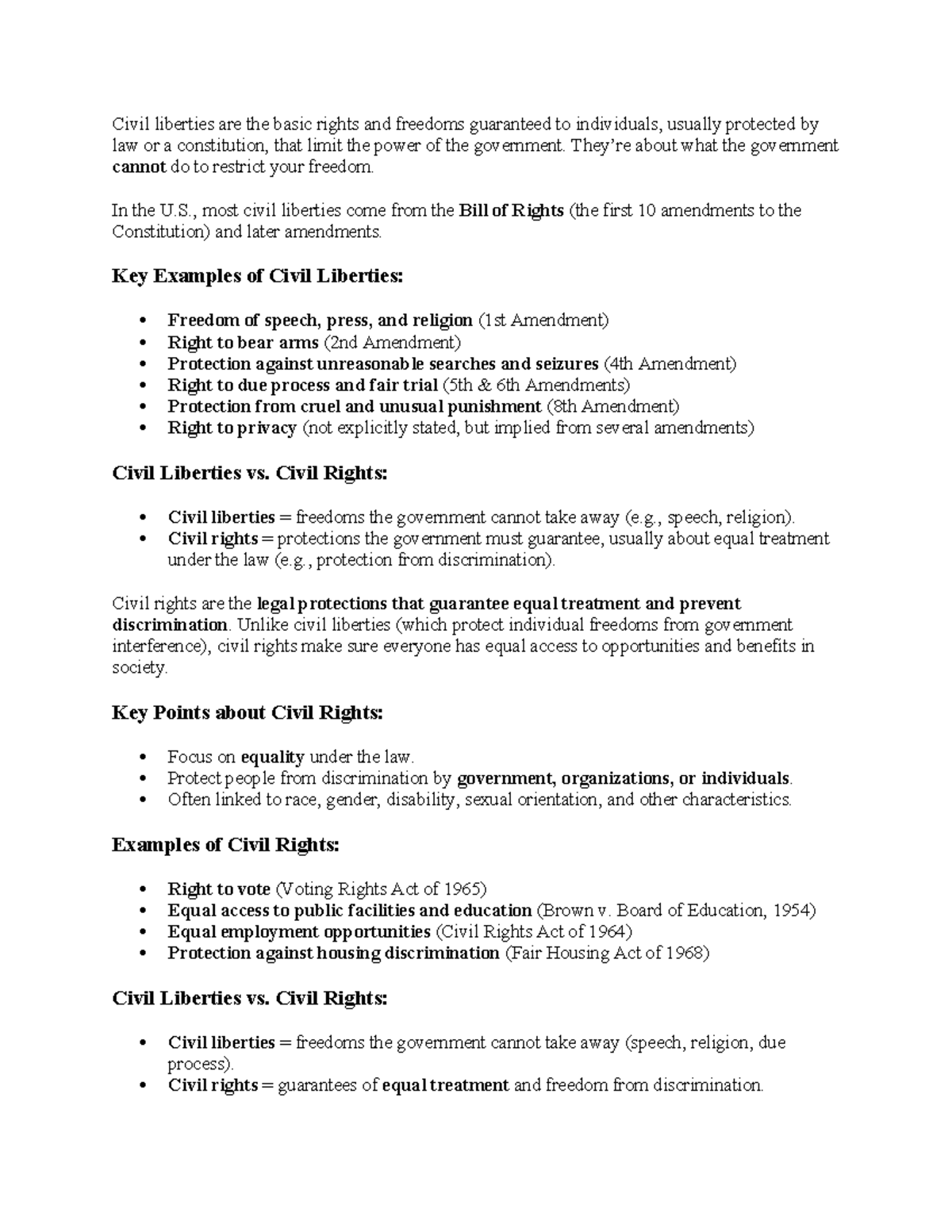CIV 101: Understanding Civil Liberties and Civil Rights in the U.S ...