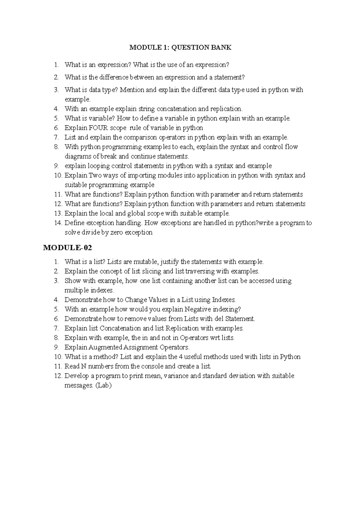 Module 1 QB - question bank - MODULE 1: QUESTION BANK 1. What is an ...
