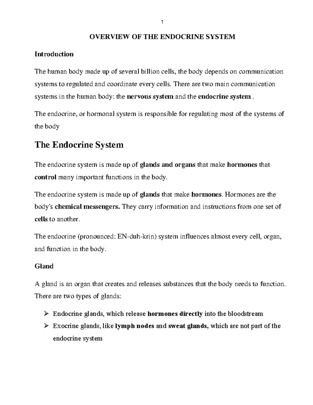 OVER VIEW OF THE Endocrime System - OVERVIEW OF THE ENDOCRINE SYSTEM ...