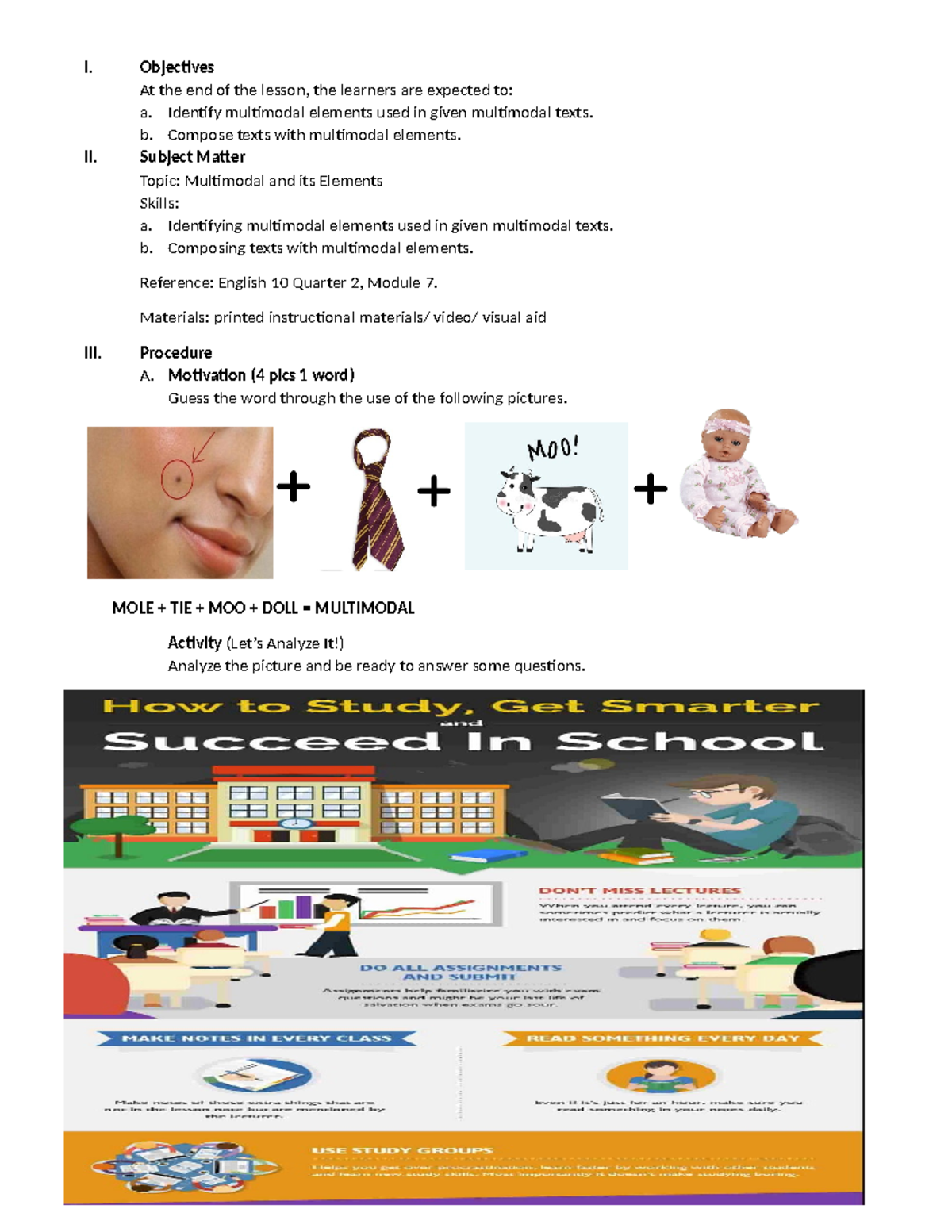 English 10: Multimodal Texts and Their Elements - Lesson Module 7 - Studocu