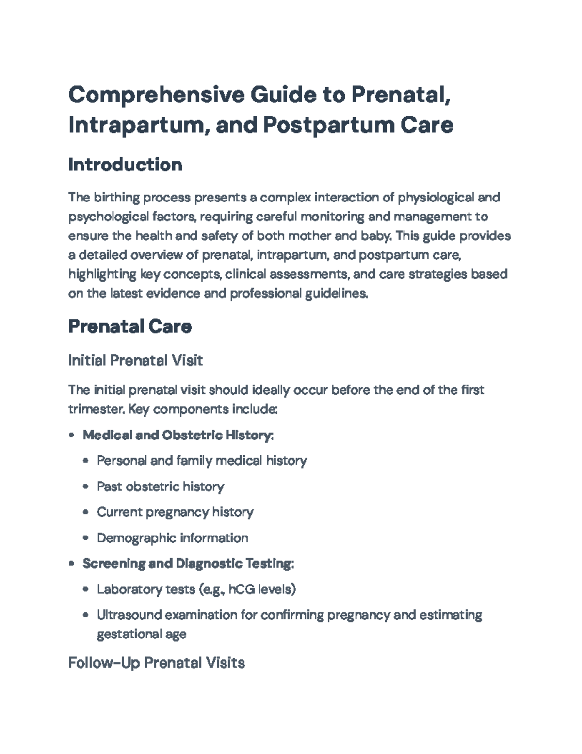 Comprehensive Guide to Prenatal, Intrapartum, and Postpartum Care ...