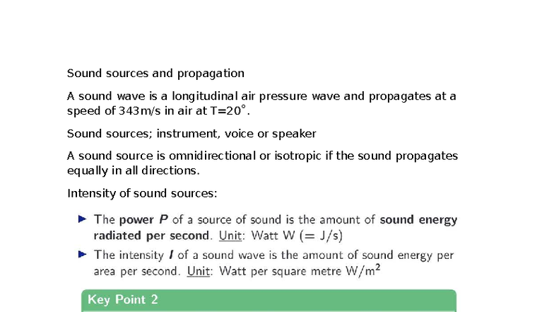 Architectural Acoustics: Sound Sources & Propagation Principles - Studocu