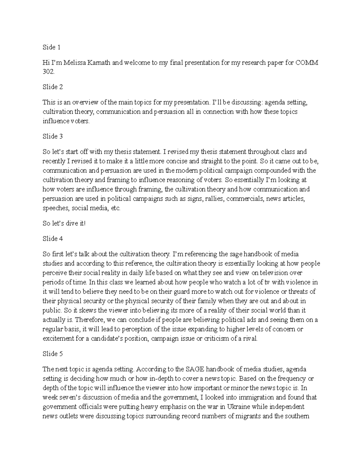 Presentation Script Karnath - Side 1 Hi I’m Melissa Karnath and welcome ...