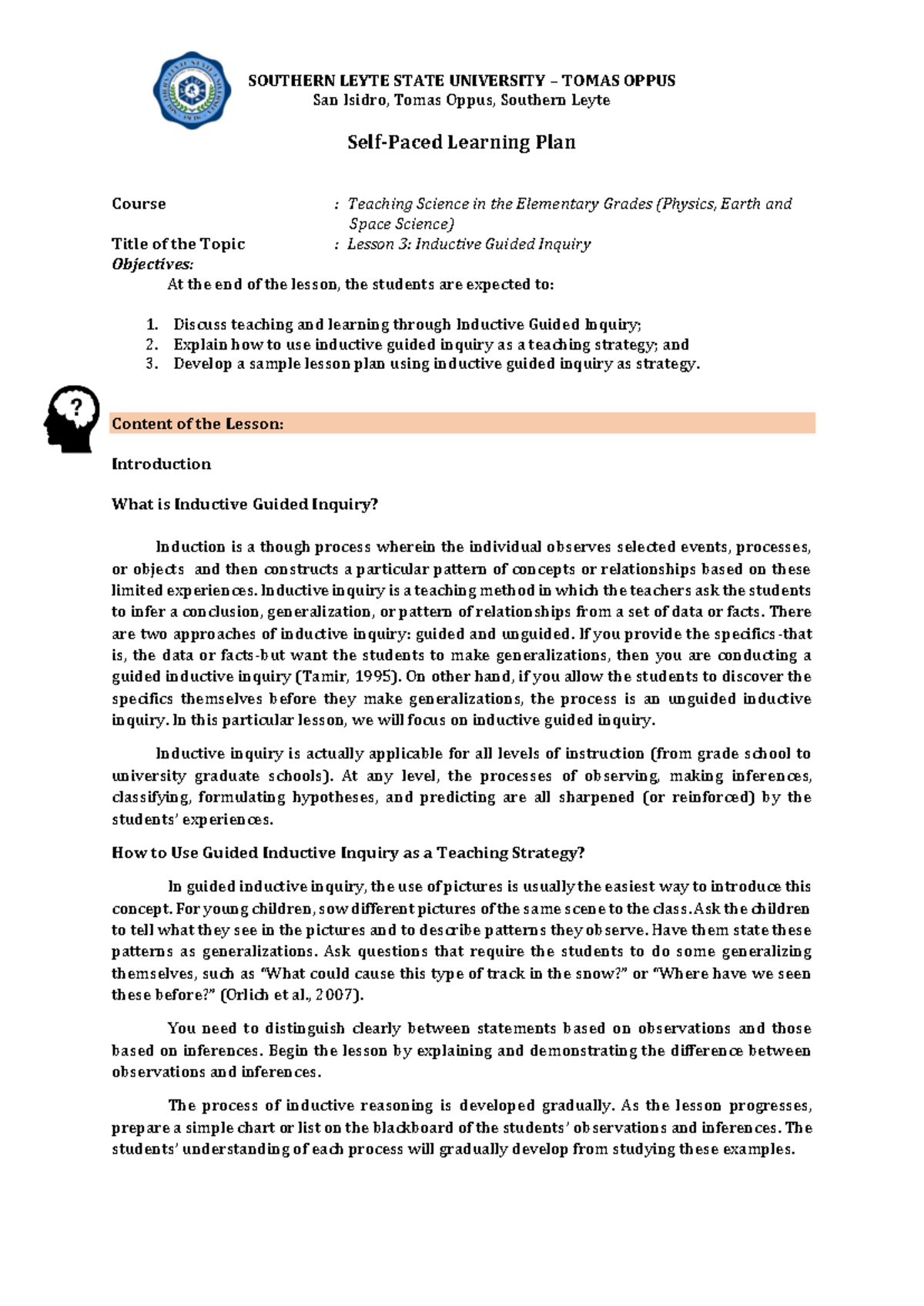 SPLP-M5-L3 Inductive Guided Inquiry in Teaching Science Strategies ...