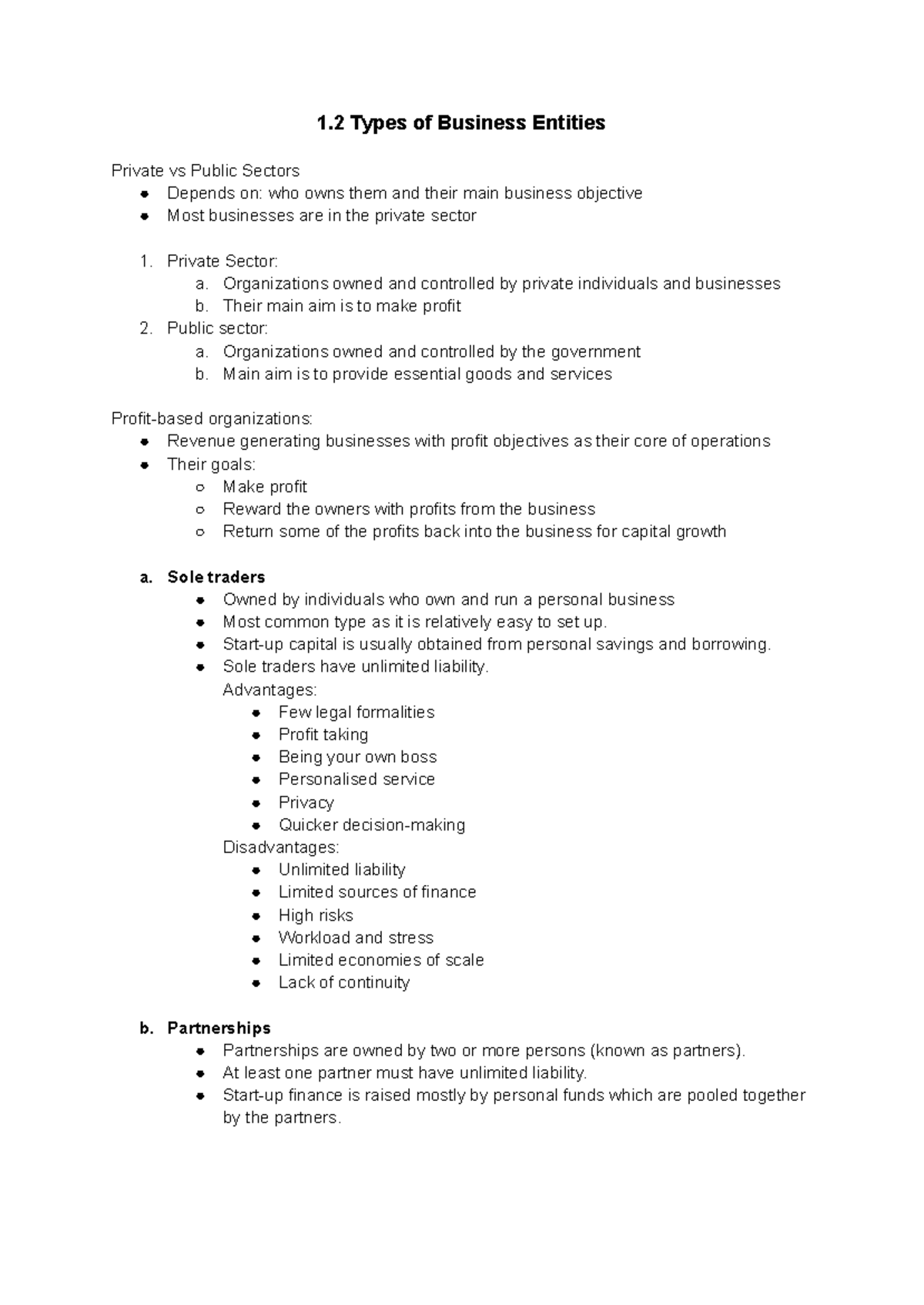 Types of Business Entities: Private vs Public Sector Analysis - Studocu