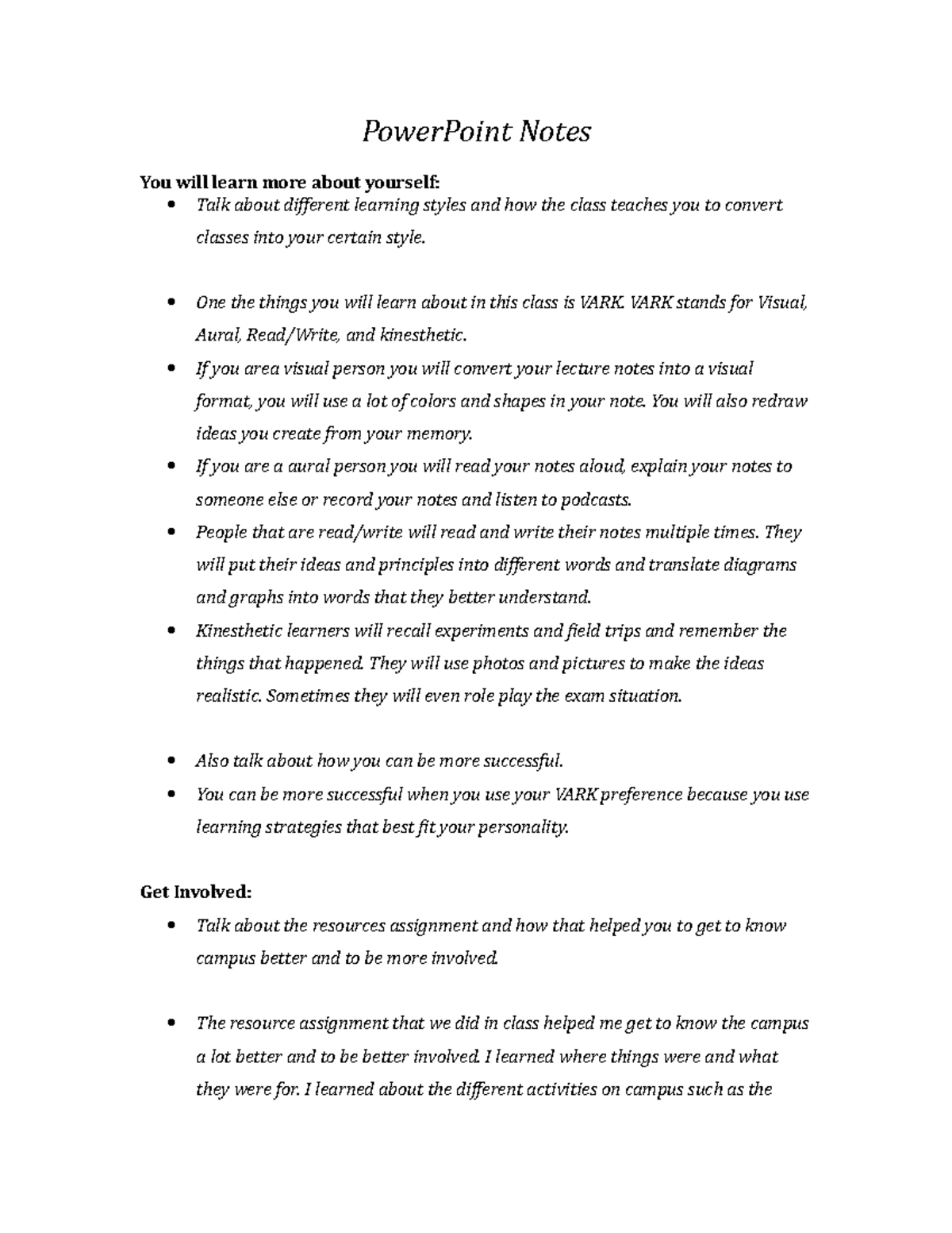 Power Point Notes - PowerPoint Notes You will learn more about yourself ...
