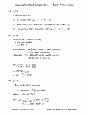 Solutions Manual FOR Engineering Circuit Analysis 9TH Edition HAYT ...