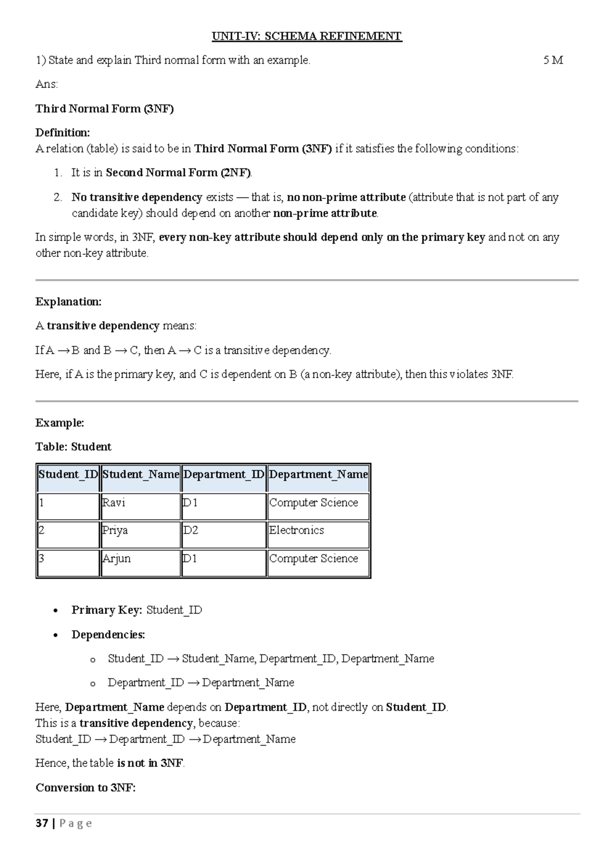 DBMS UNIT-4 Long Answers Midterm Exam Notes - Studocu