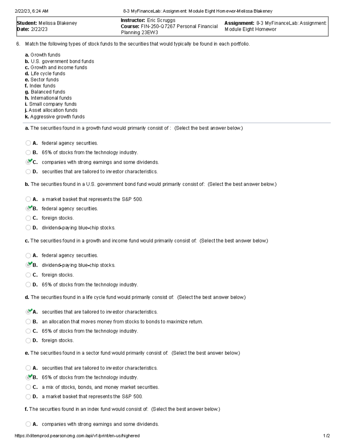 FIN-250-Q7267 Module Eight Homework: MyFinanceLab Assignment 8-3 - Studocu