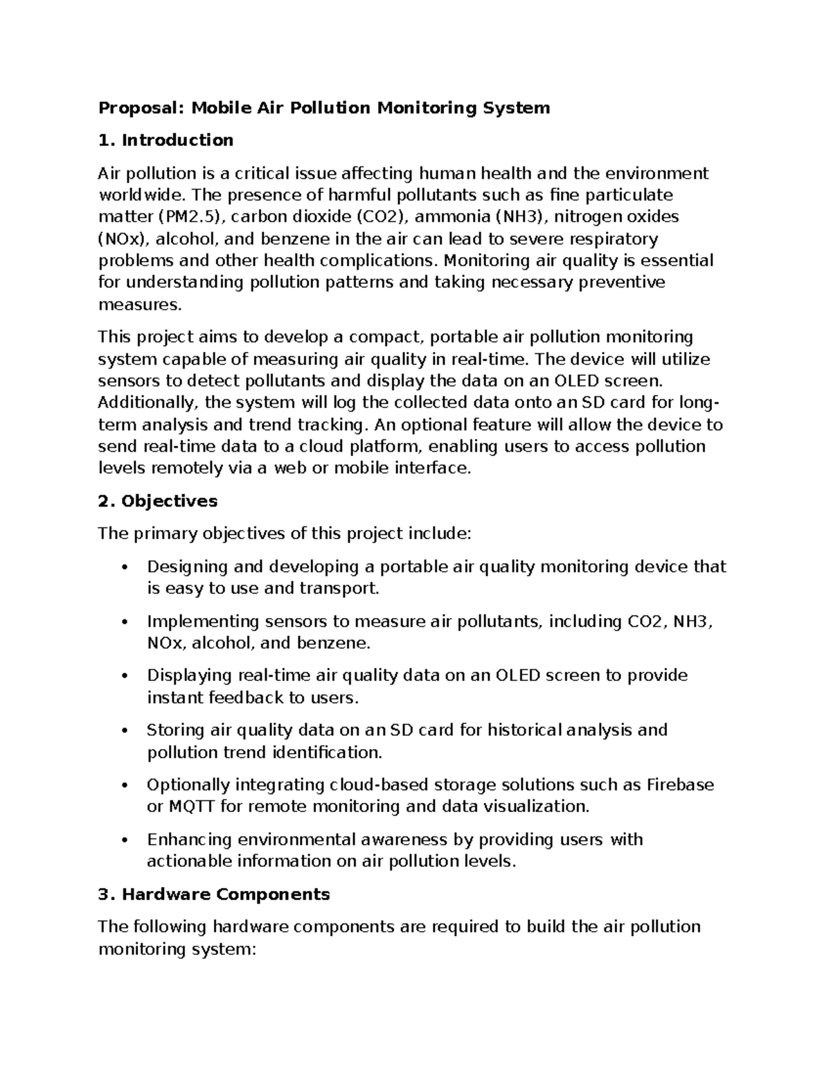 Proposal - aaaa - Proposal: Mobile Air Pollution Monitoring System 1 ...