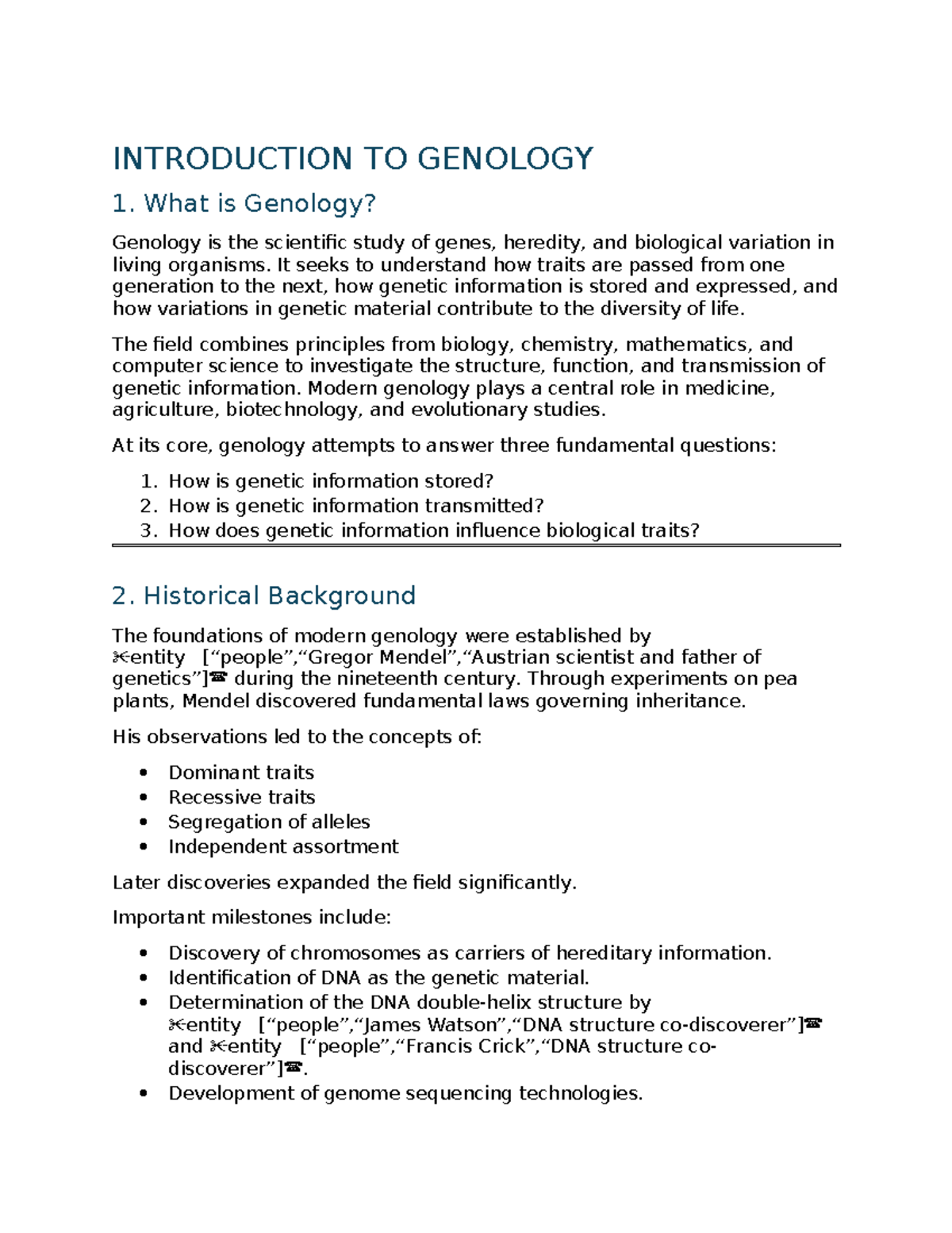 Introduction to Genology: Key Concepts and Applications - Studocu