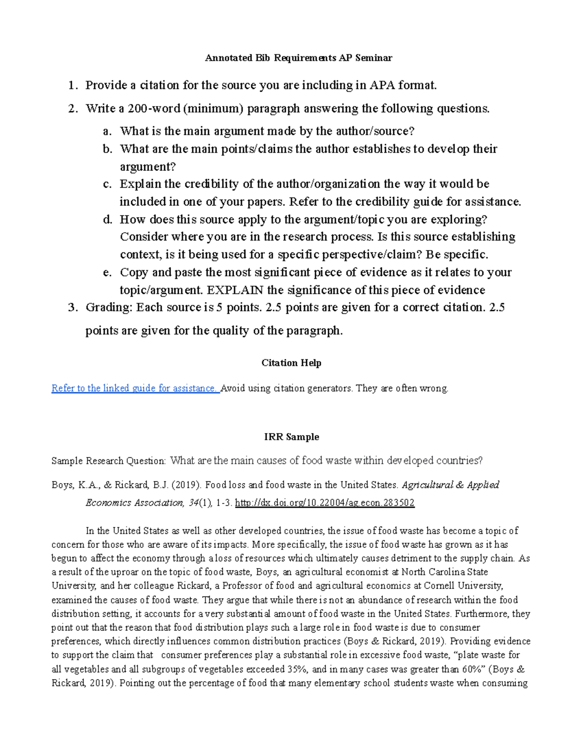 Annotated Bibliography Requirements for AP Seminar 2025 - Studocu