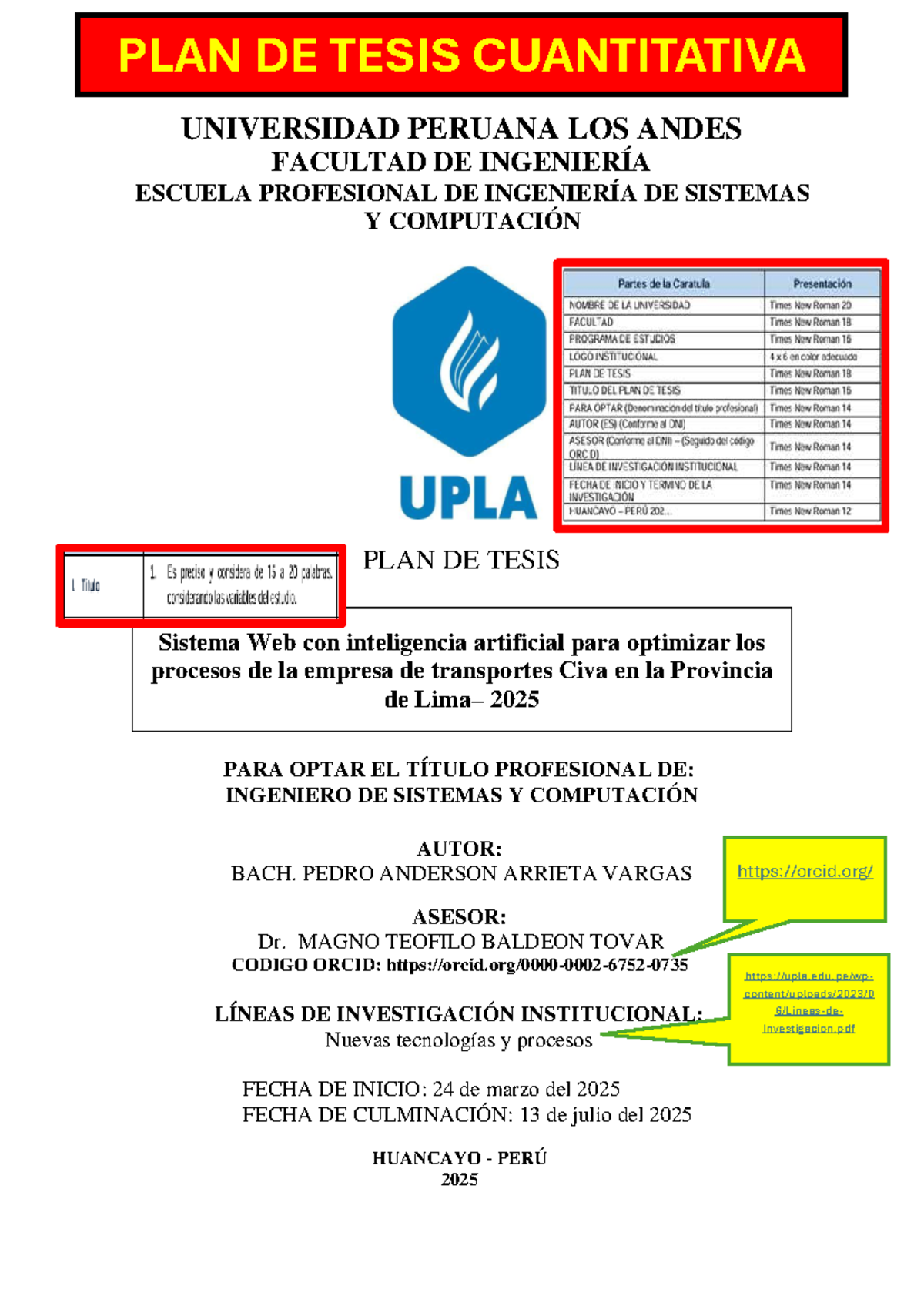 PLAN DE TESIS CUANTITATIVA 2025: Sistema Web con IA para Civa - Studocu