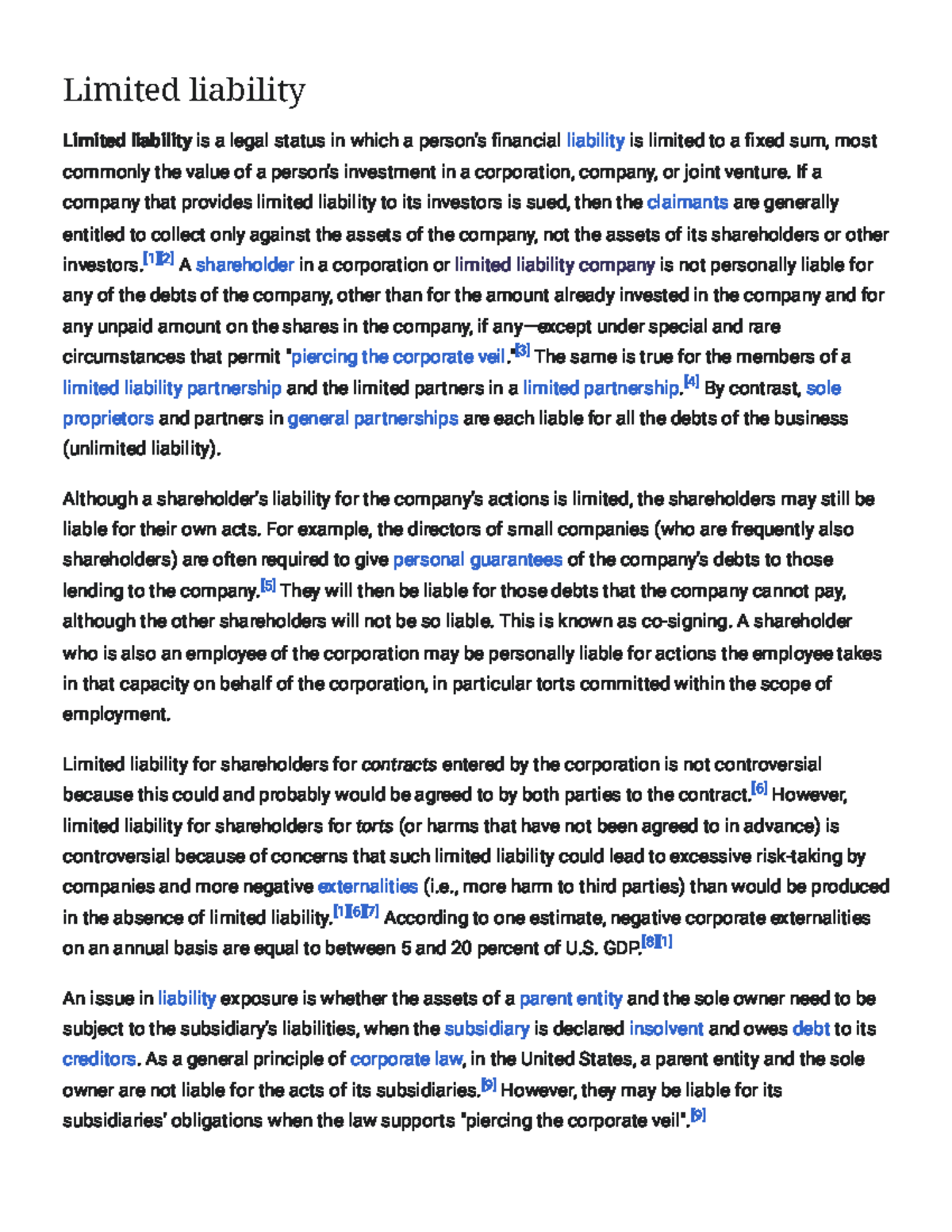 Limited liability - Wikipedia - Limited liability Limited liability is ...