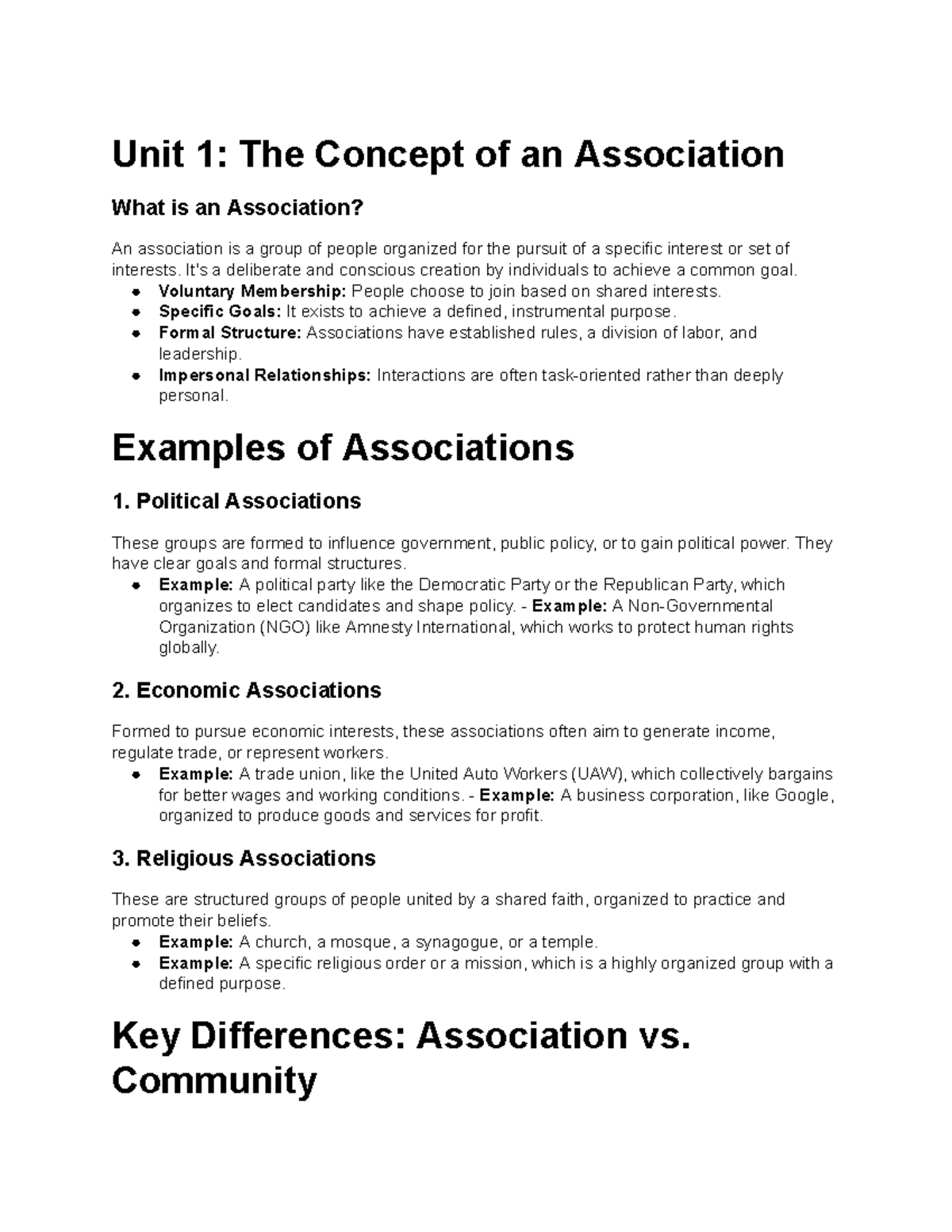 Unit 1: Understanding Associations and Their Examples - Studocu