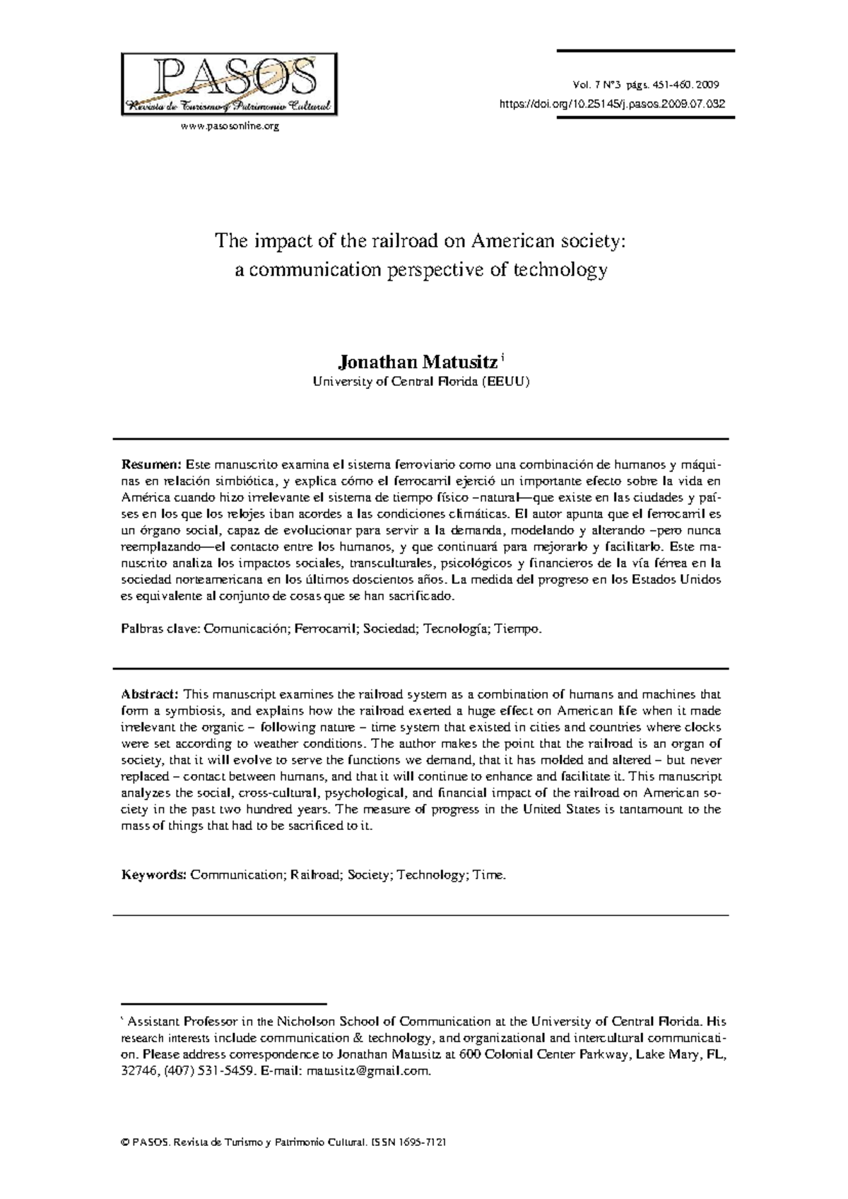 The Impact of the Railroad on American Society: A Communication ...