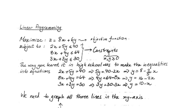 Simplex Method Notes for Linear Programming (Course Code: LP101) - Studocu