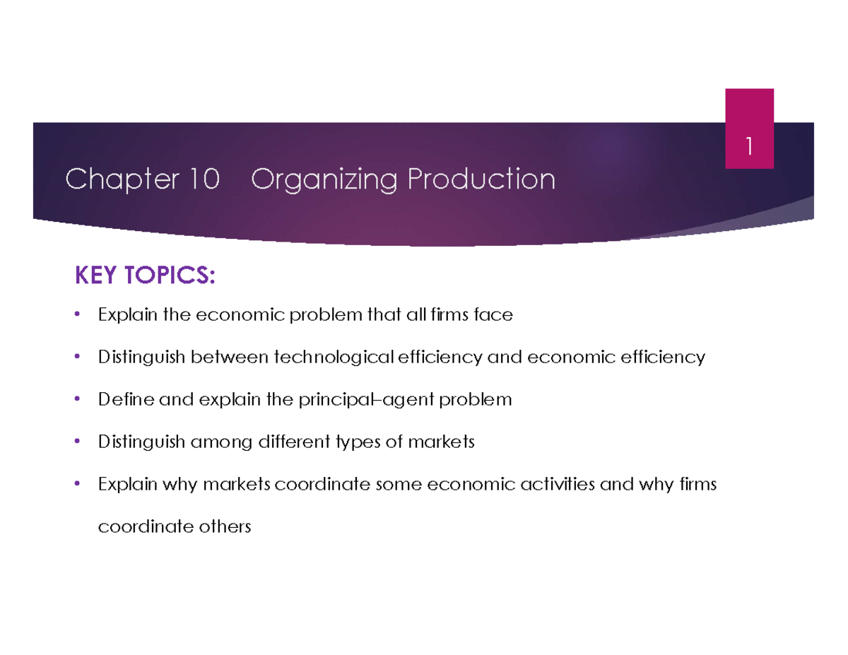 Organizing Production: Economic Principles & Strategies (ECO 101) - Studocu