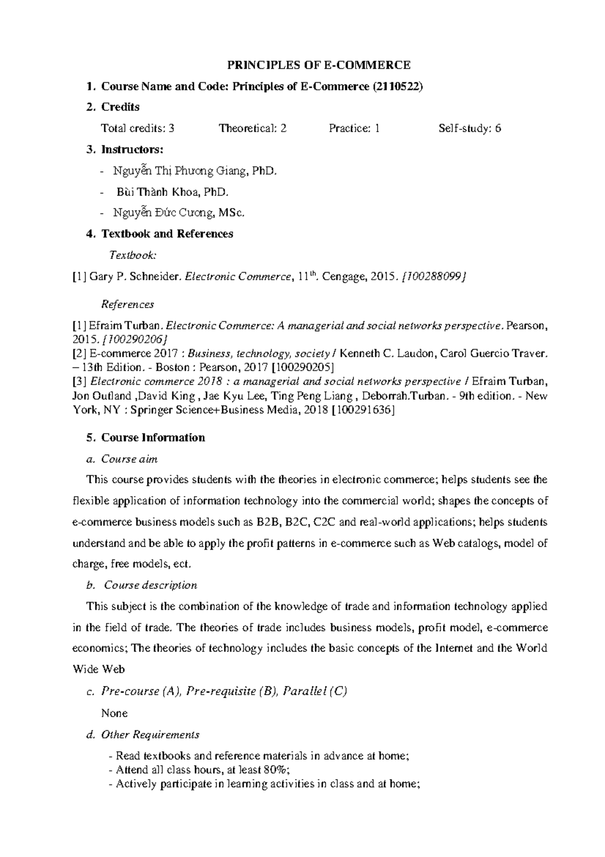 Syllabus Principles of E-Commerce 8 - PRINCIPLES OF E-COMMERCE Course ...