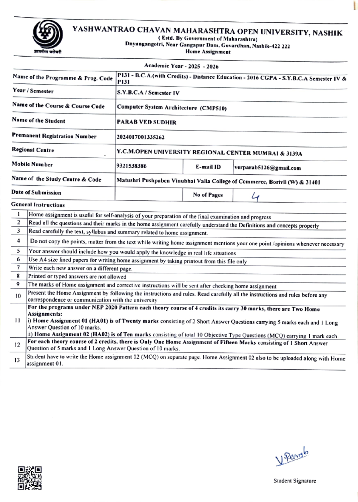 Home Assignment for Computer System Architecture (CMP510) - B.C.A ...