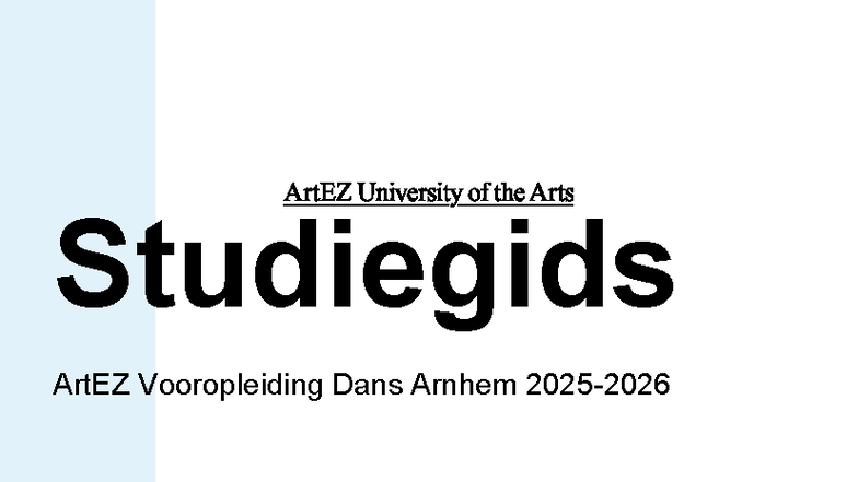 Studiegids ArtEZ Vooropleiding Dans Arnhem 2025-2026 - Studeersnel