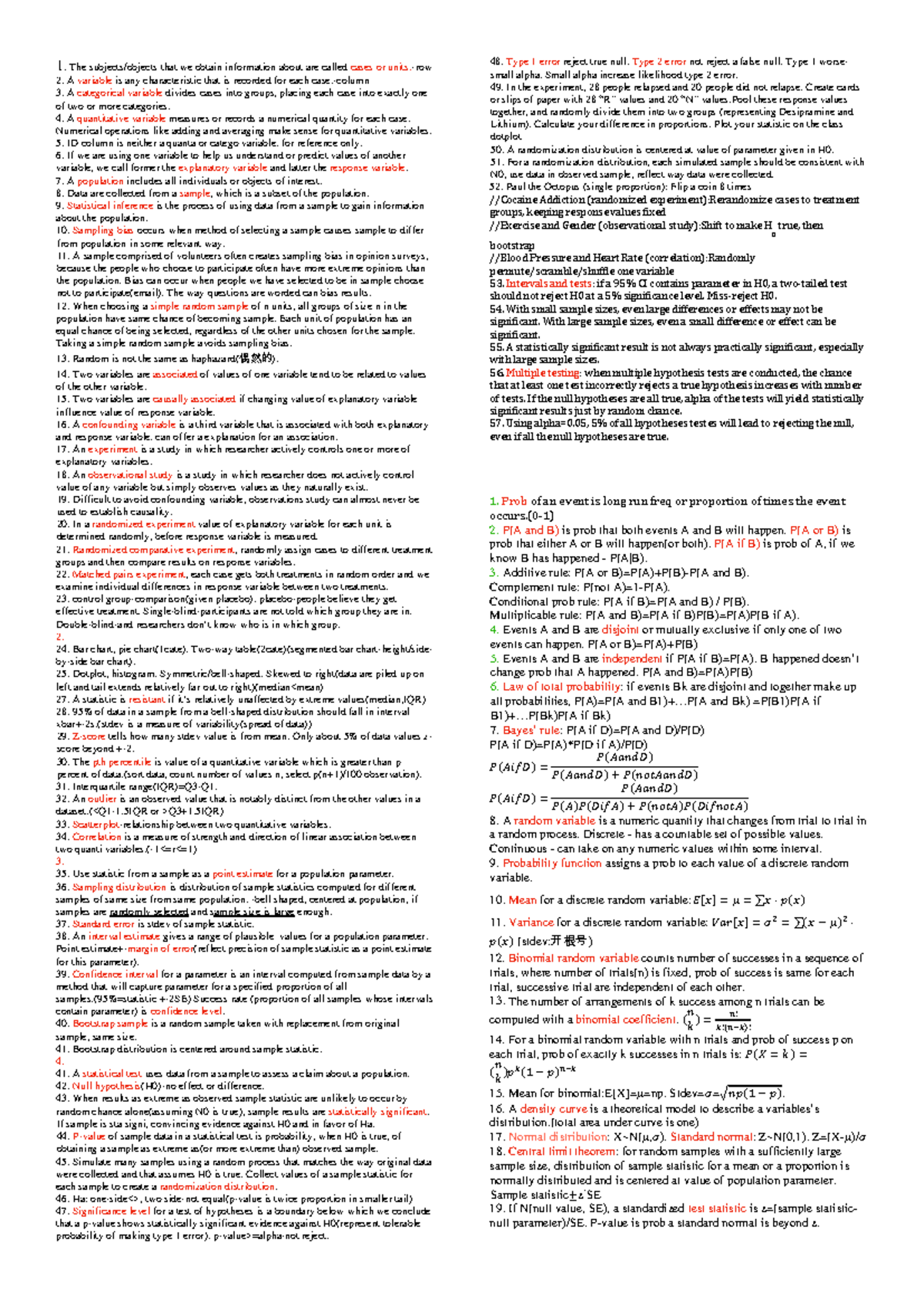 Final cheat sheet - Summary Quantitative Research Methods - 1. The ...