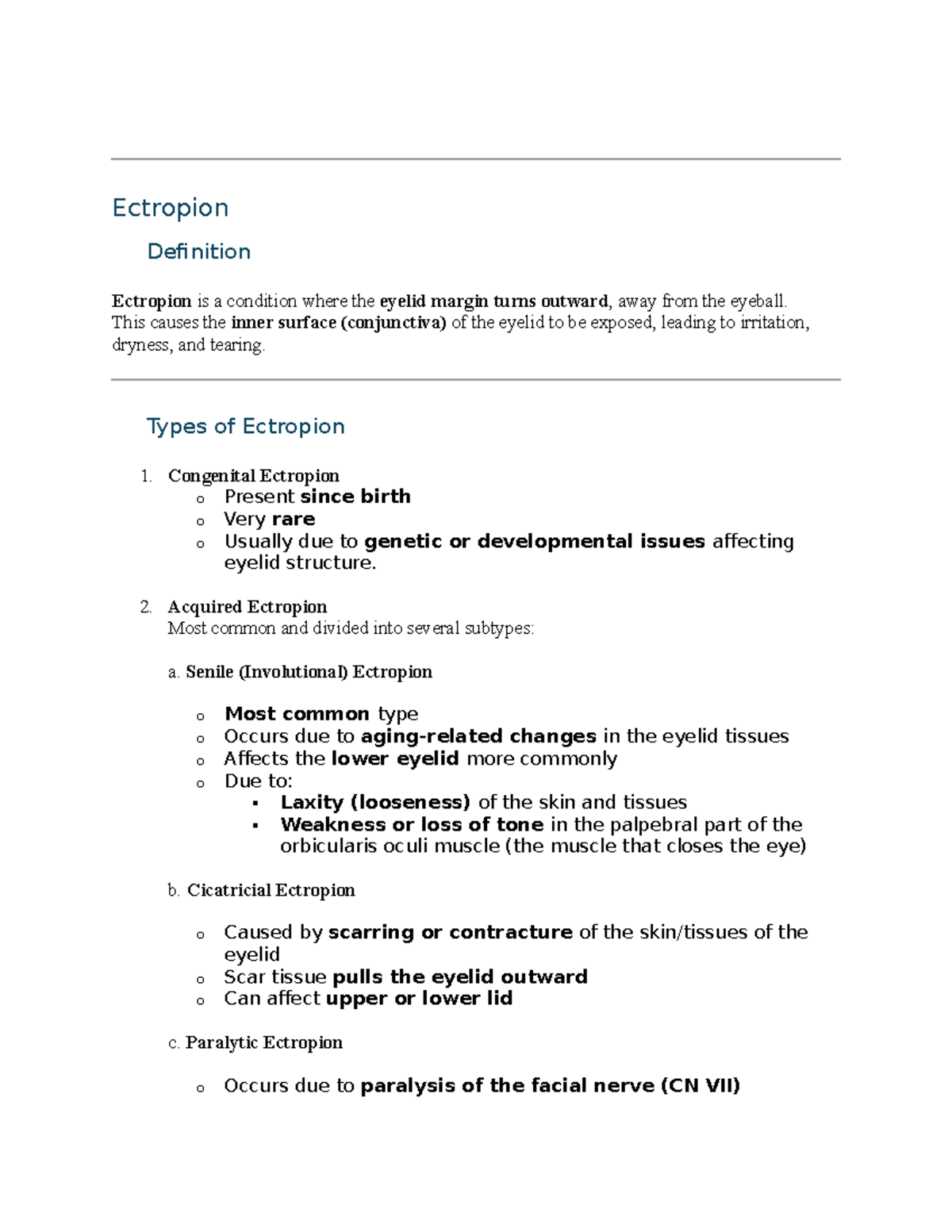Ectropion Overview: Types, Causes, and Treatment Options - Studocu
