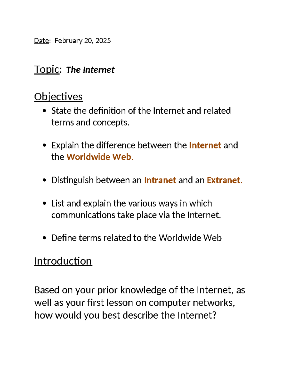 Week 7 lesson - Understanding the Internet and its concepts - Studocu